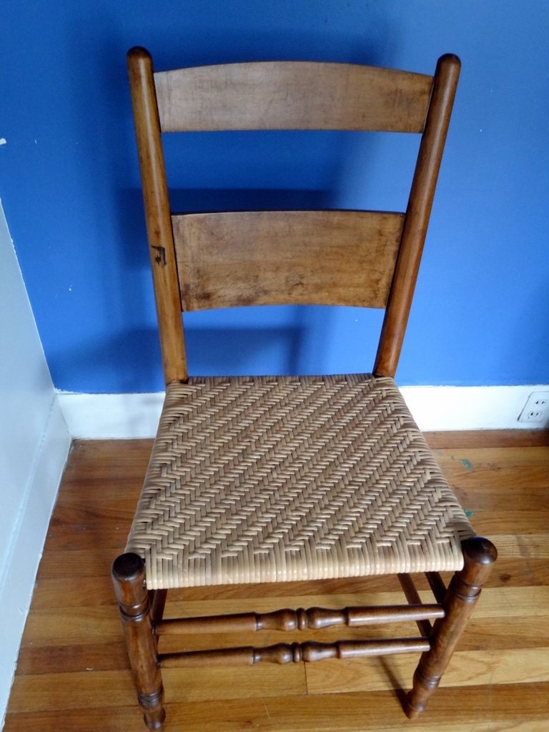 Early 1800's Wooden Chair With Cane Herringbone Woven Seat - Etsy
