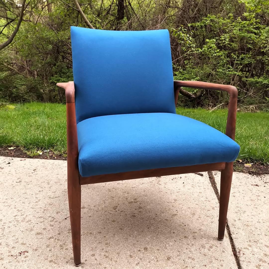 Peacock Blue Wool Stow & Davis Lounge Chair - Etsy
