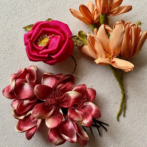 Ribbon Work Flowers - Etsy