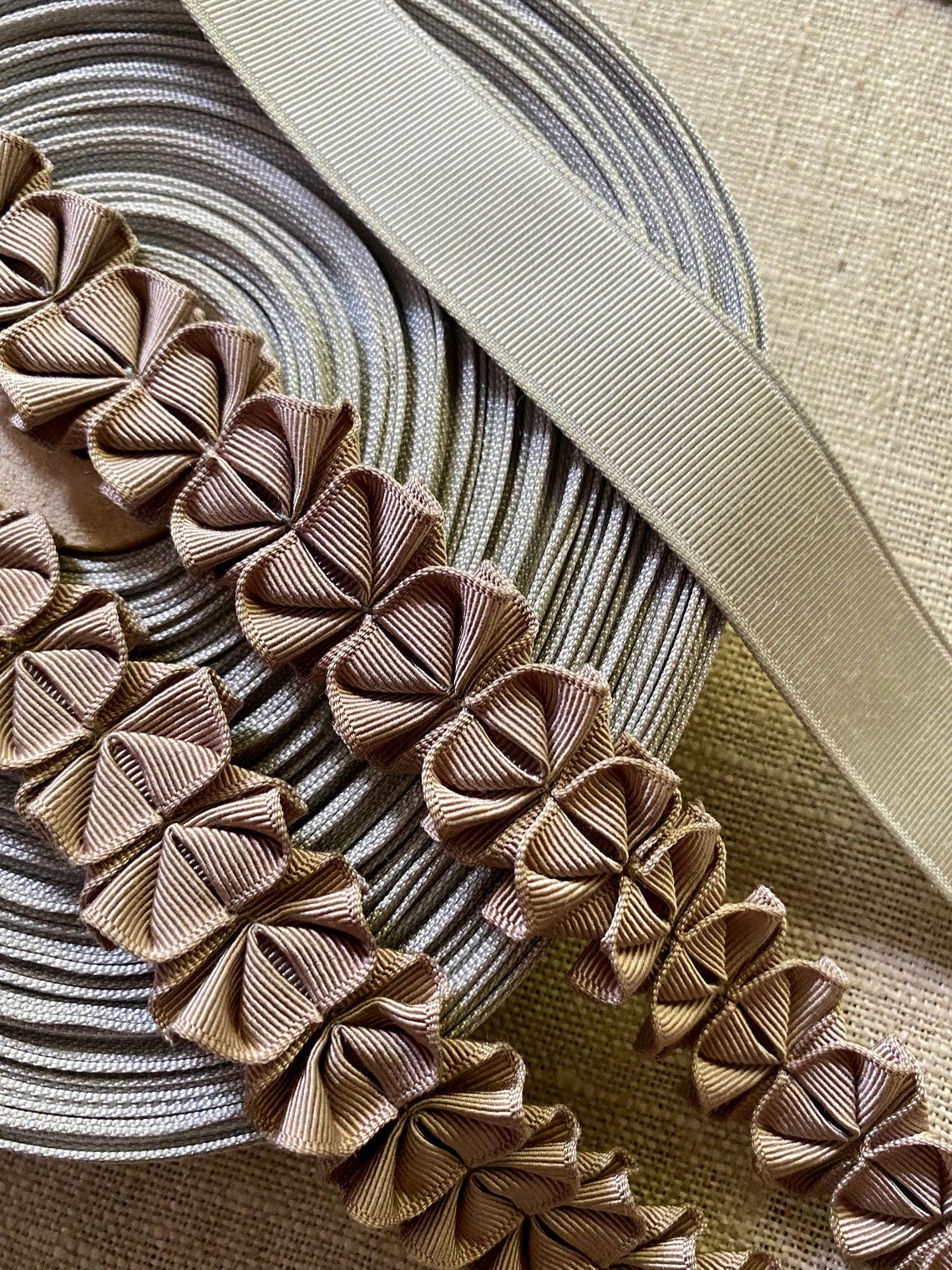 Vintage Silver Grey Grosgrain Ribbon Roll | Etsy