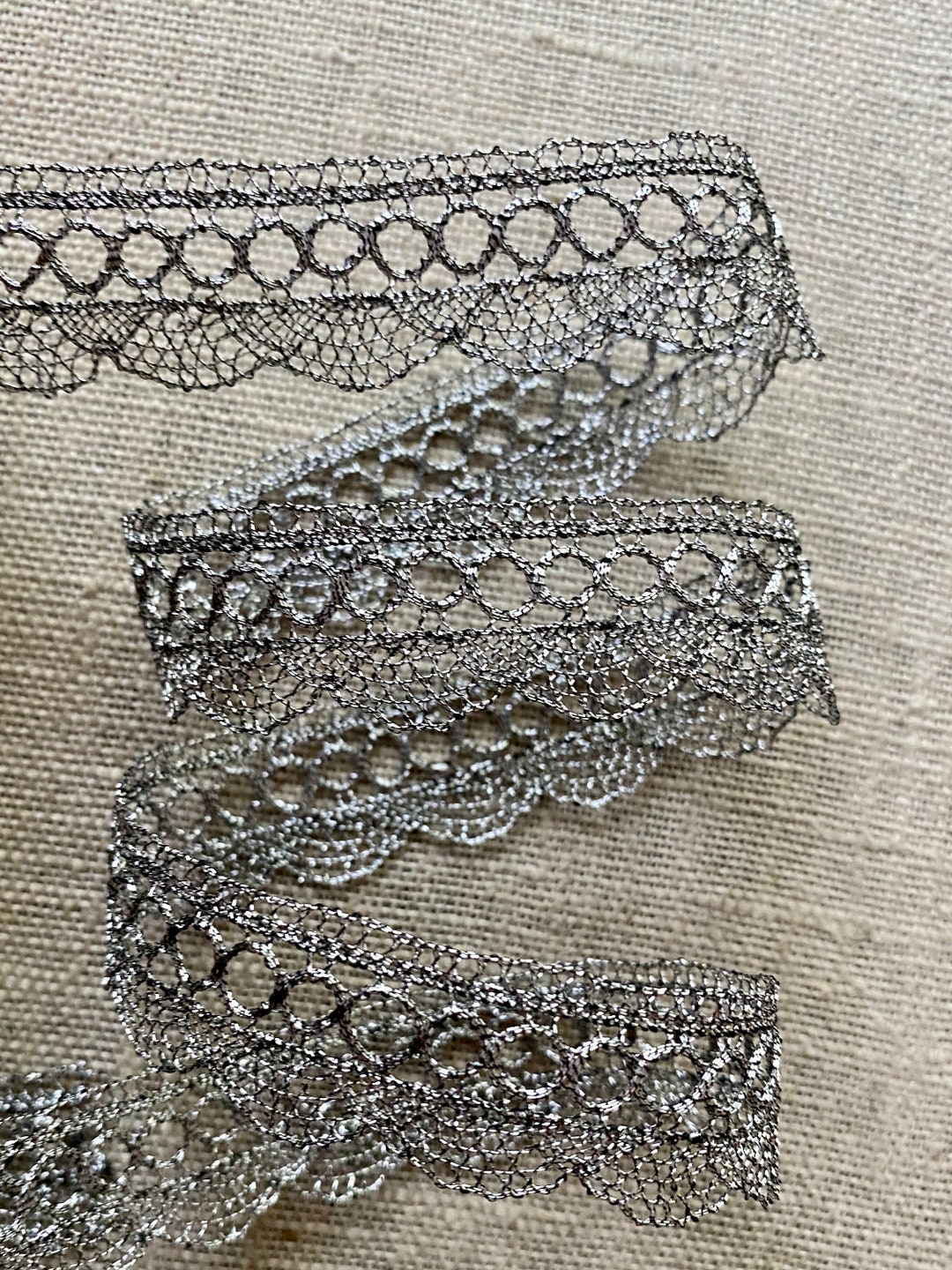Vintage Silver Lace Made in France - Etsy