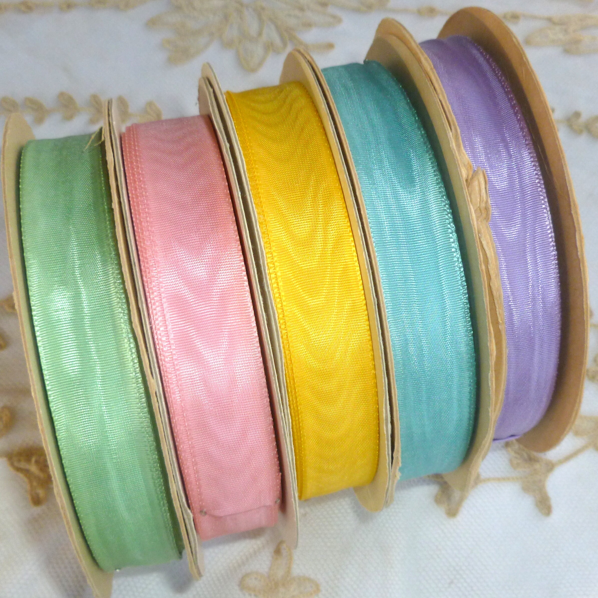 5 Yards Vintage Moire Ribbon Easter Colors - Etsy