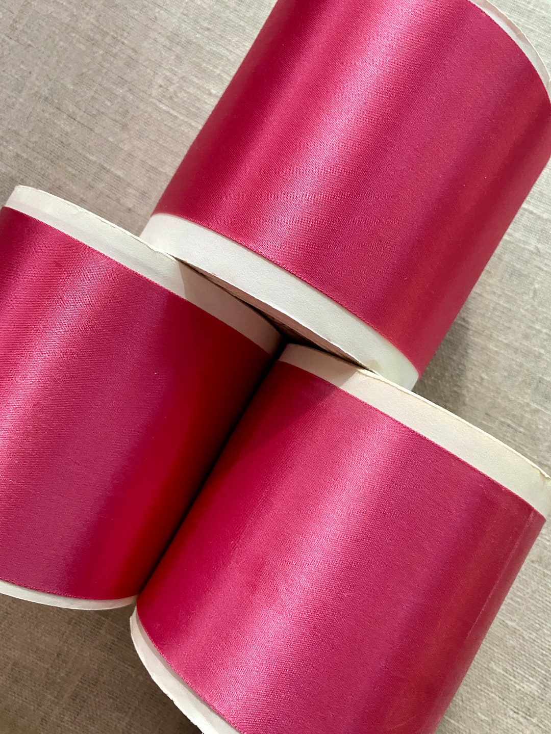 Shocking Pink Satin Vintage Ribbon by the Roll Three Inch Width - Etsy