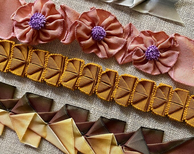 Collection of Vintage Ribbon Work Samples Nine Different - Etsy