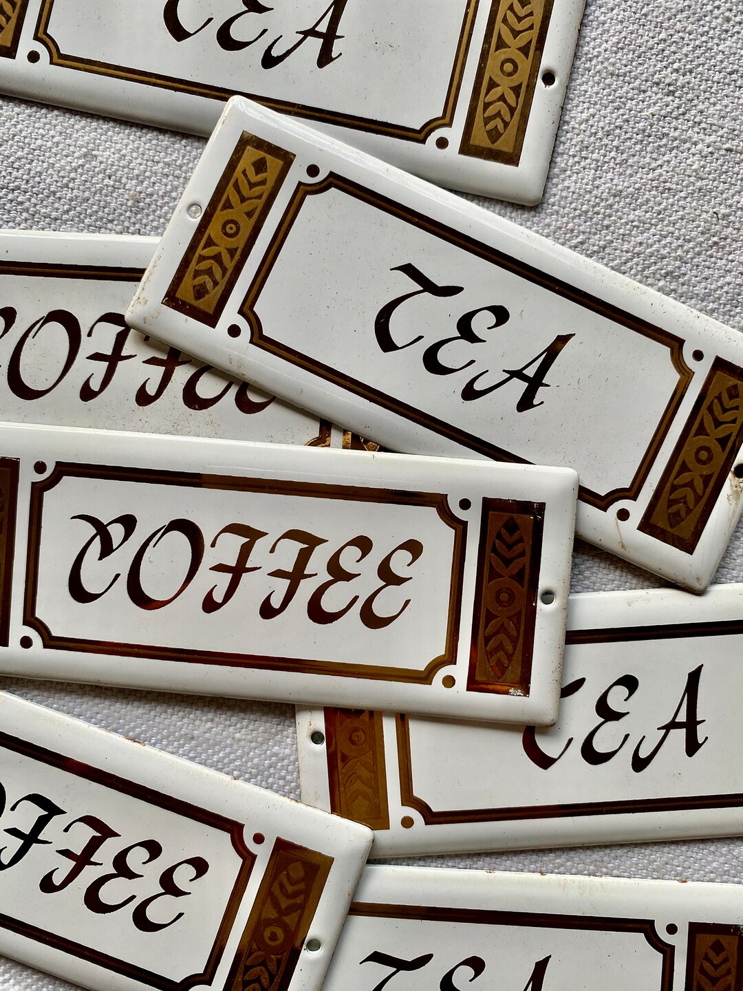 Vintage Pair of Mid Century Metal Signs for Coffee and Tea - Etsy