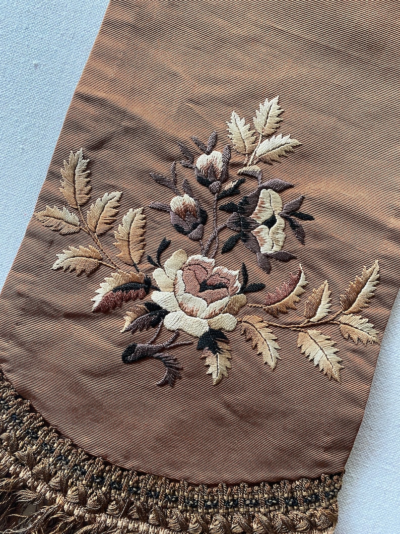 Victorian Silk Embroidered Sash - Etsy