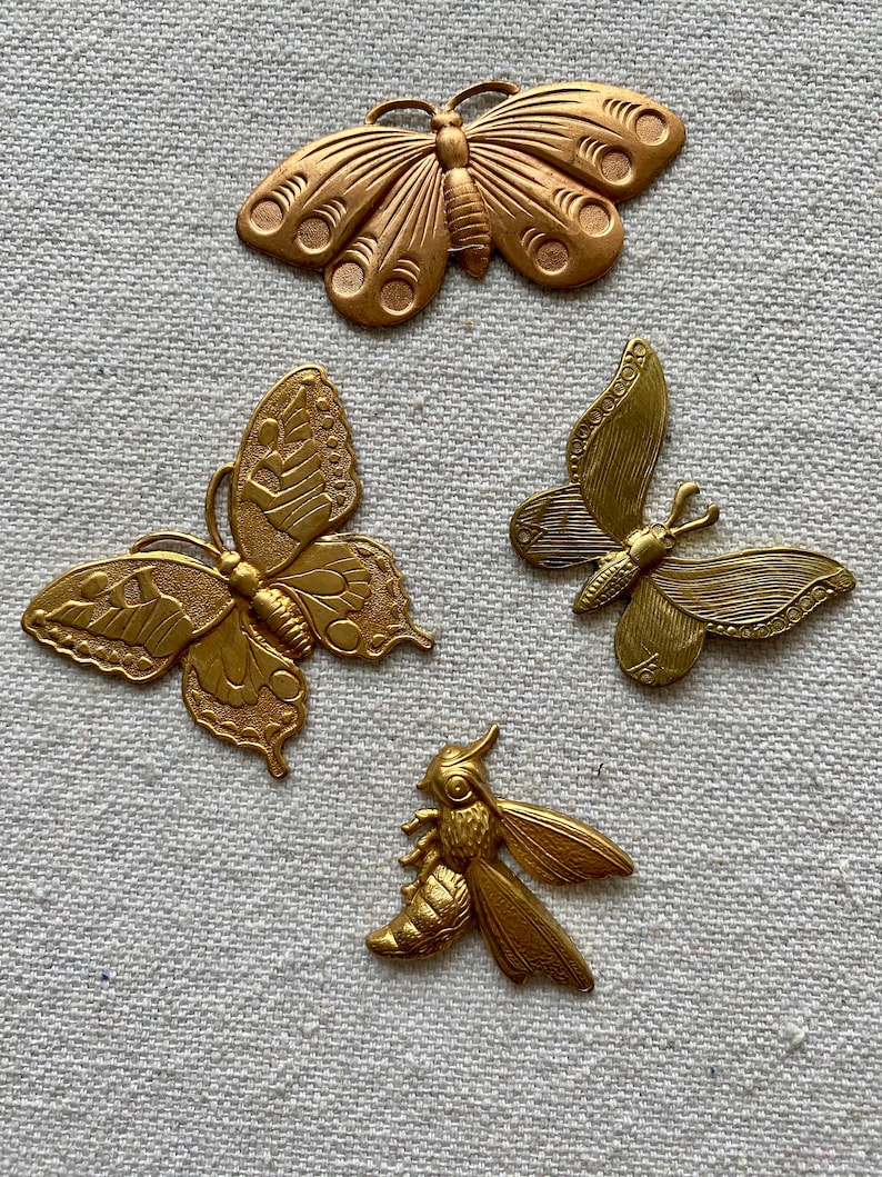Set of Four Different Vintage Brass Stampings - Etsy