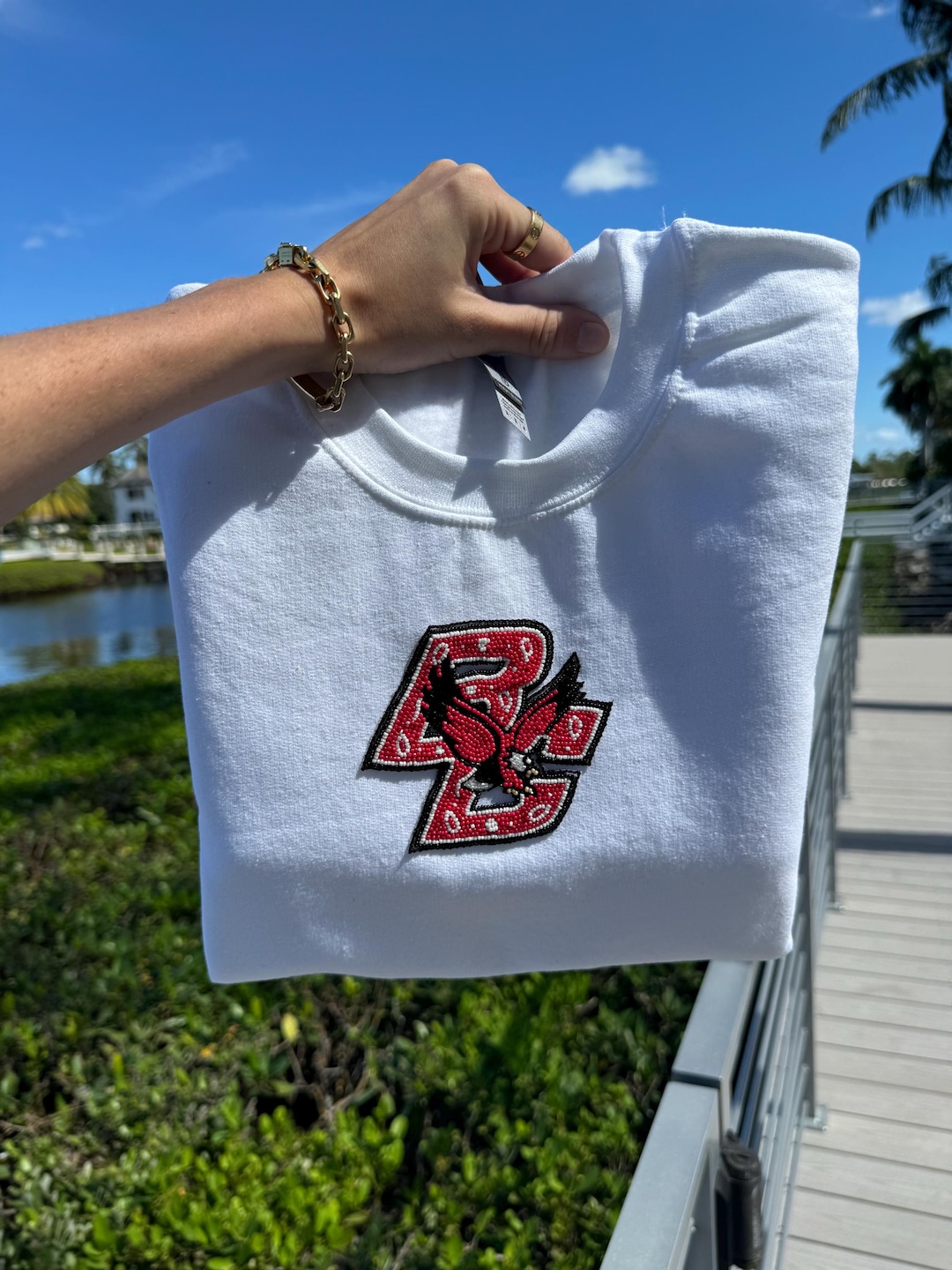 Boston College Red Bandana Beaded Sweatshirt - Etsy
