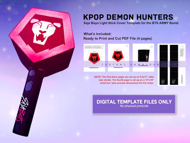 Printable Saja Boys Lightstick Cover for BTS Army Bomb - DIY Template ...