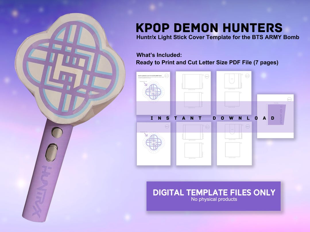Printable Huntr/x Huntrix Lightstick Cover for BTS Army Bomb - DIY ...