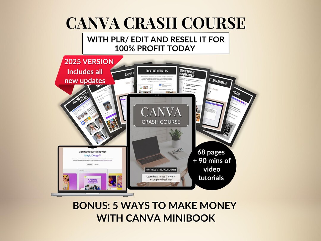 Canva Crash Course Plr, Canva 101 Guide, How to Use Canva, Digital Products for Passive Income ...