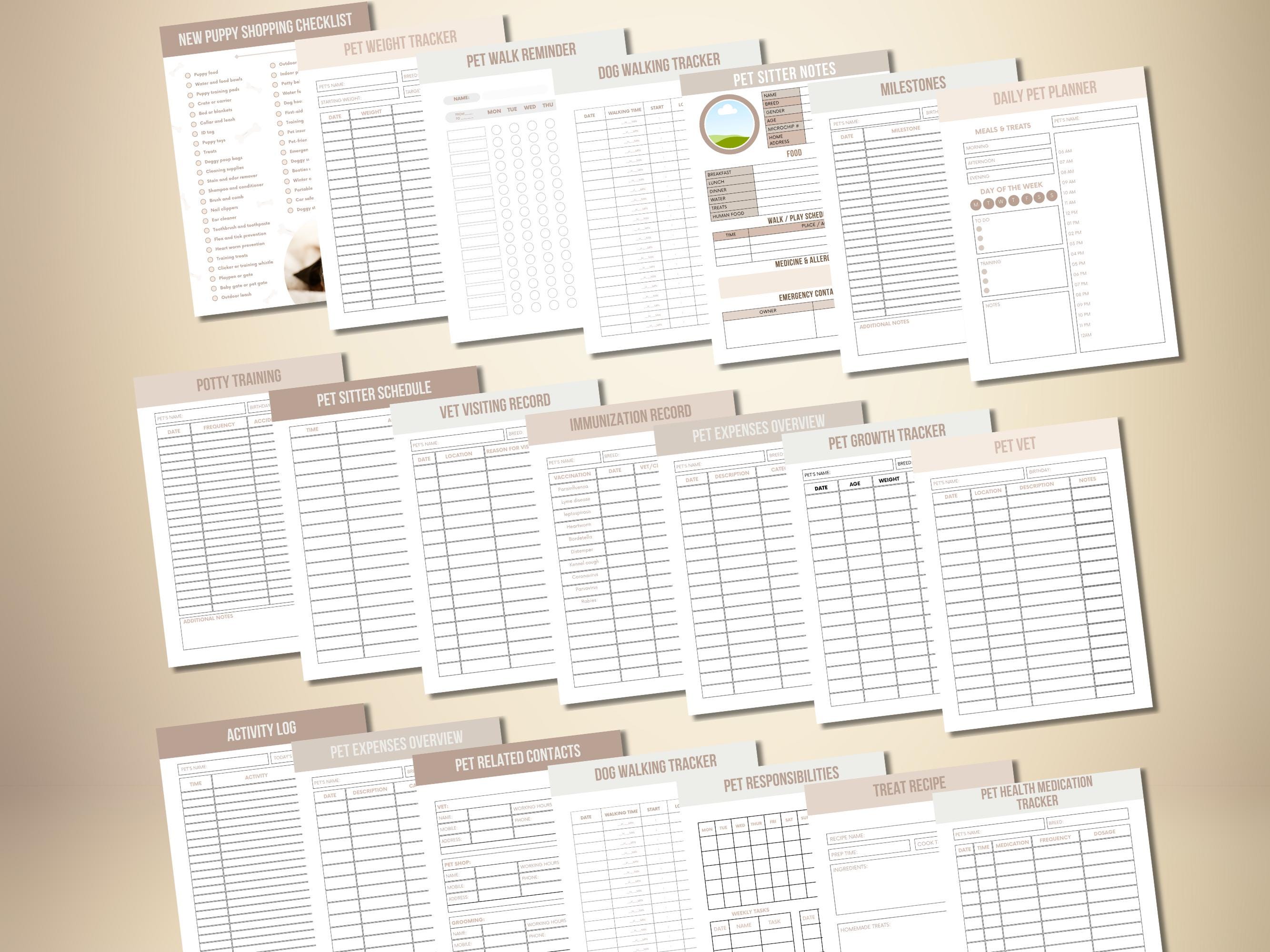 Pet Care Planner Printable, Pet Checklist Template Canva, Digital Pet ...