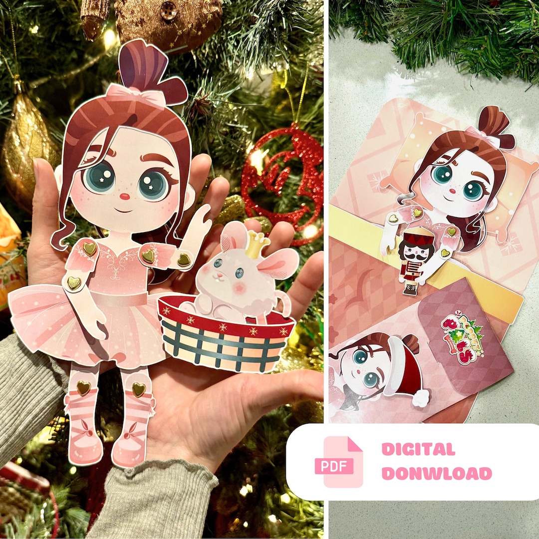 Paper Doll Christmas Ballerina Printable Paper Doll Christmas Paper ...