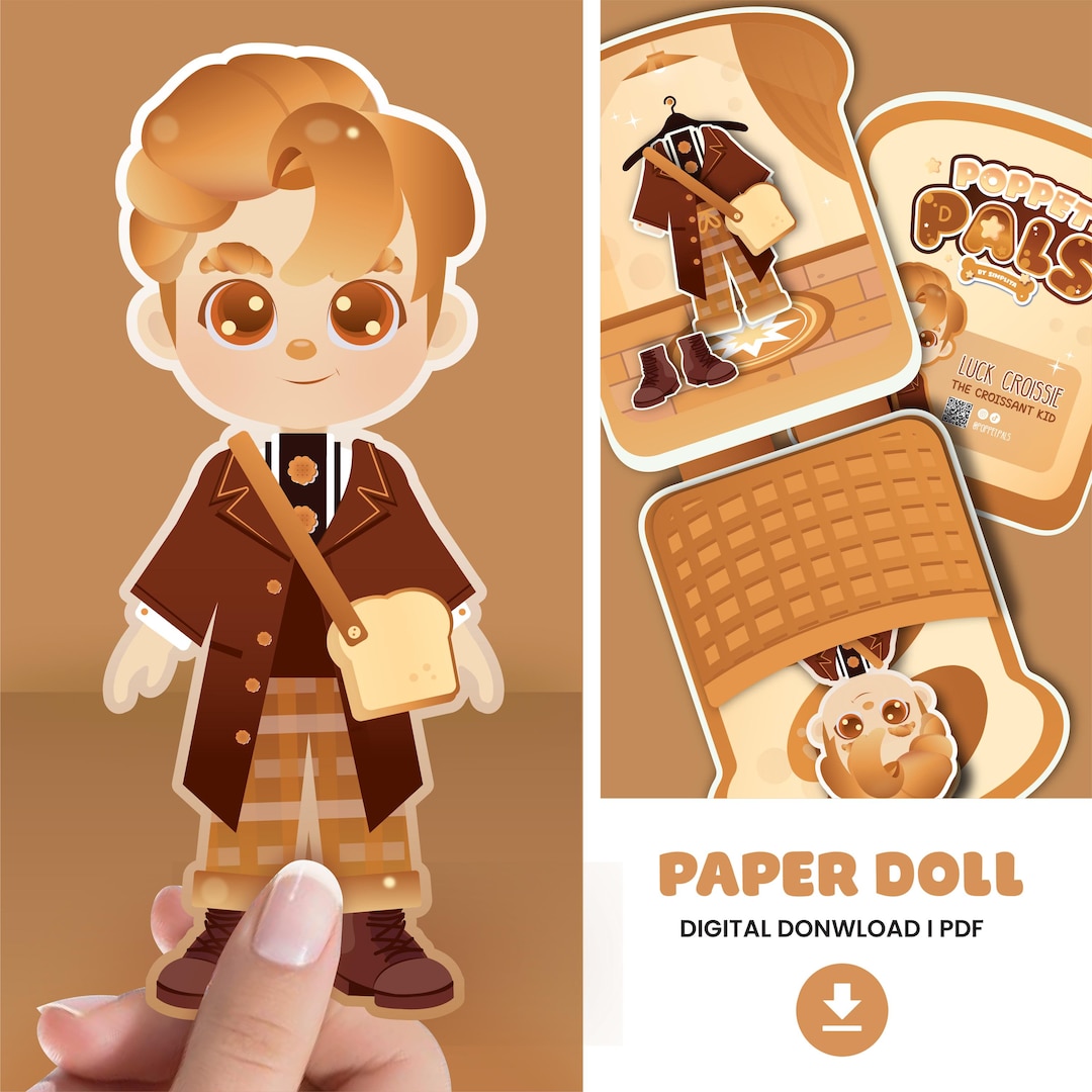 PAPER DOLL Printable Croissant Bread Boy, Chef House Bundle With Paper ...