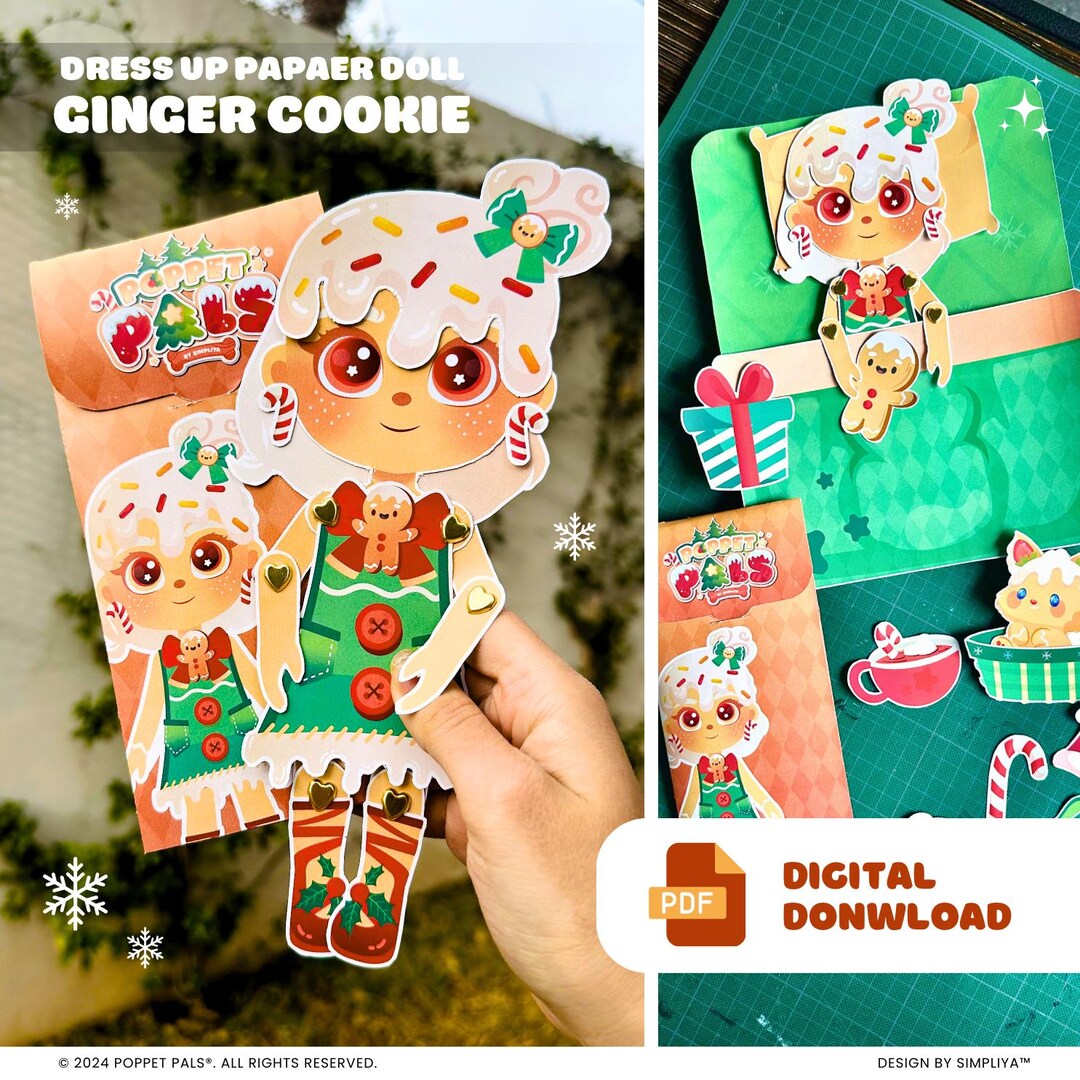 Paper Doll Christmas Gingerbread Printable Paper Doll Christmas Paper ...