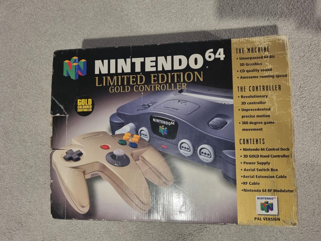 N64 Nintendo 64 Limited Edition Gold Controller. 3 Games and Nintendo ...