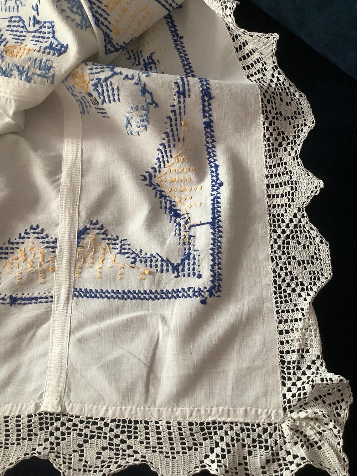 Handmade Cross Stitch Embroidered Table Cloth - Etsy