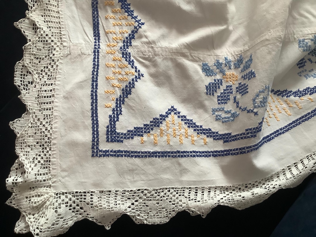 Handmade Cross Stitch Embroidered Table Cloth - Etsy