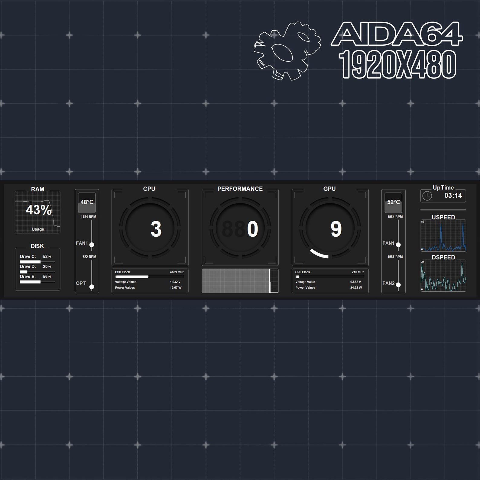 AIDA64 Sensor Panel Template: Minimalist Dark Mode PC Stats Overlay - Etsy