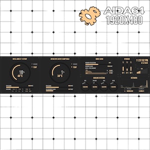 AIDA64 Sensor Panel Template | Dark Gold Circular Design | 1920x480 ...