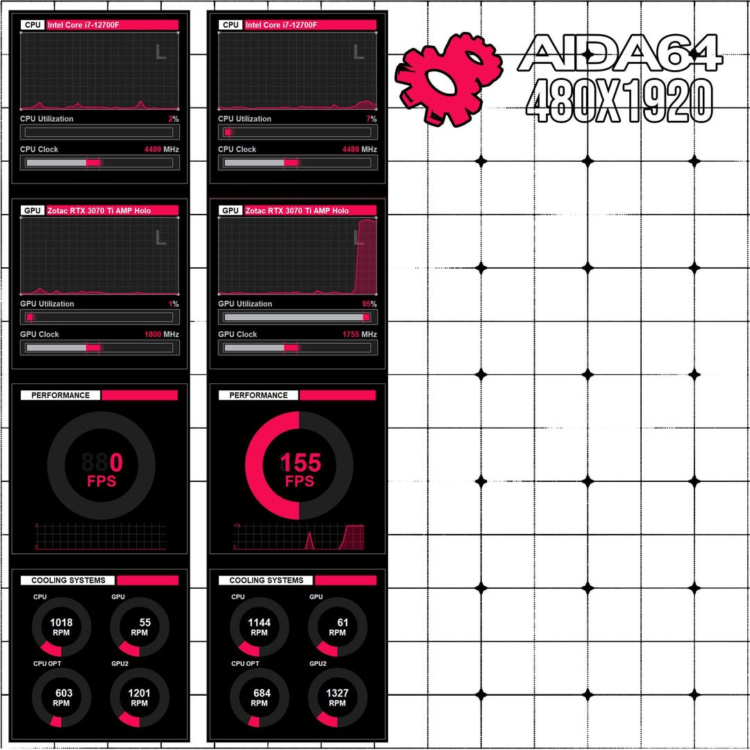 AIDA64 SENSORPANEL TEMPLATE 480x1920 - Etsy