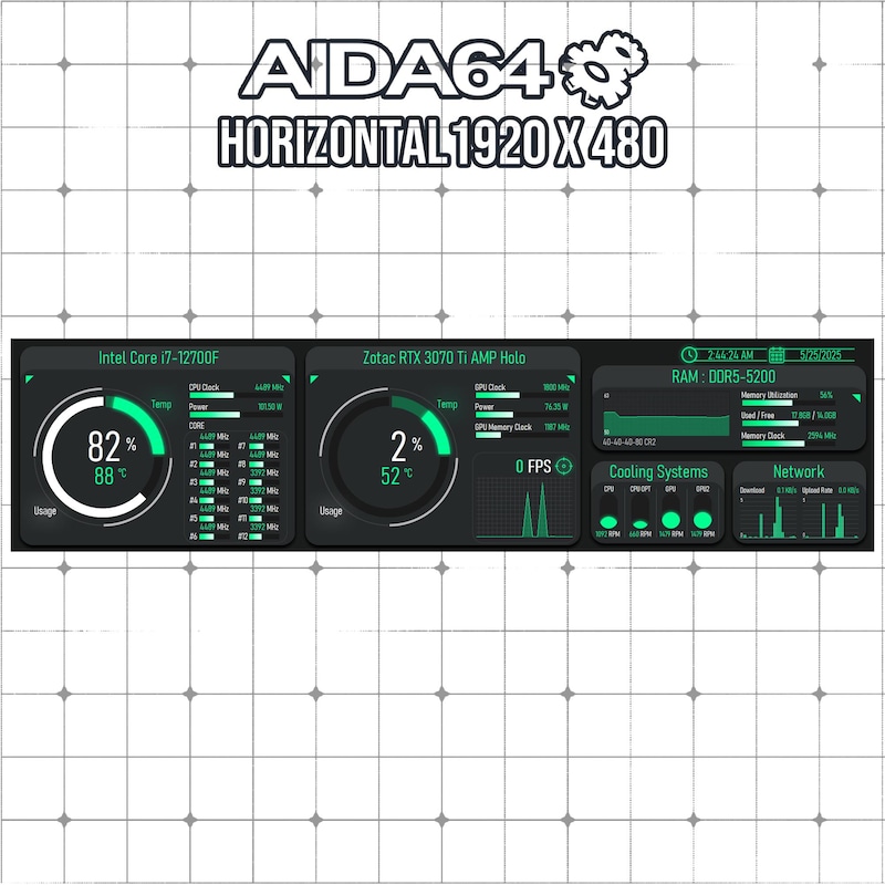 Aida 64 1920x480 Skin - Etsy