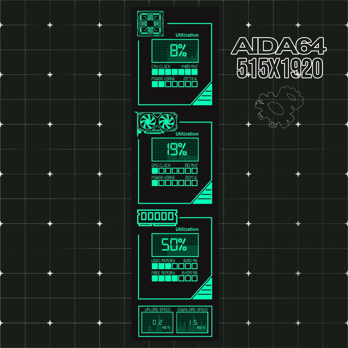 AIDA64 SENSORPANEL TEMPLATE 515X1920 - Etsy