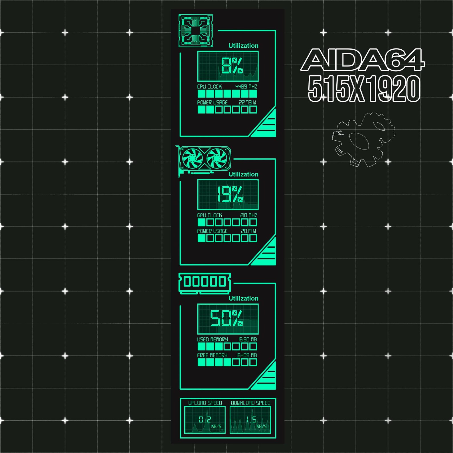 AIDA64 SENSORPANEL TEMPLATE 515X1920 - Etsy