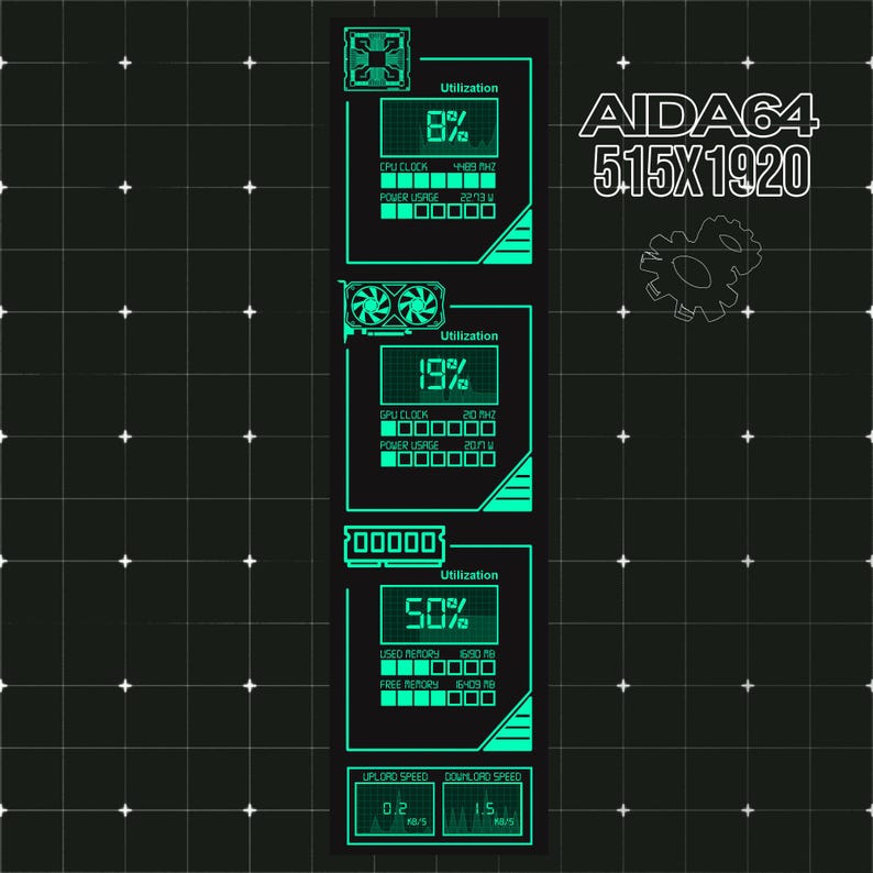 AIDA64 SENSORPANEL TEMPLATE 515X1920 - Etsy