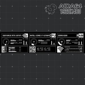 AIDA64 Sensor Panel Template | Minimalist Dark & Light Theme | 1920x480 ...
