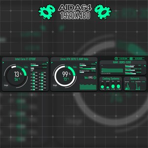 AIDA64 Sensor Panel Template | Minimalist Design 1920x480 Horizontal ...