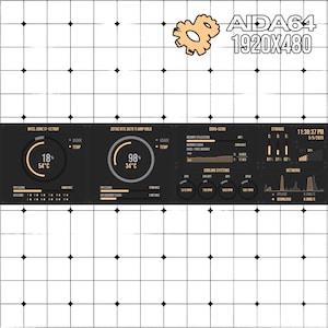AIDA64 Sensor Panel Template | Dark Gold Circular Design | 1920x480 ...
