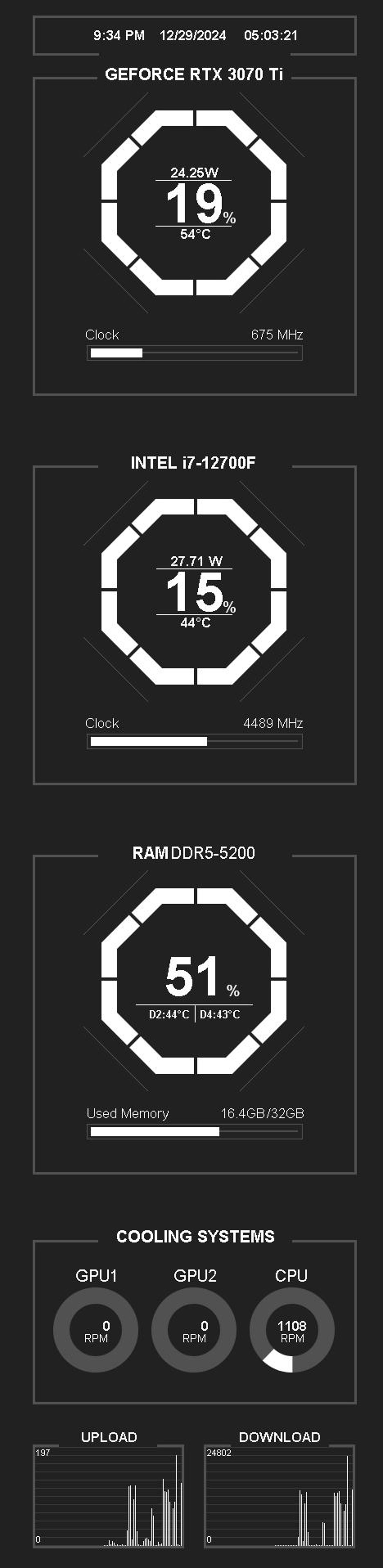 AIDA64 SENSORPANEL TEMPLATE 480x1920 - 2 Colors (black & White) - Etsy