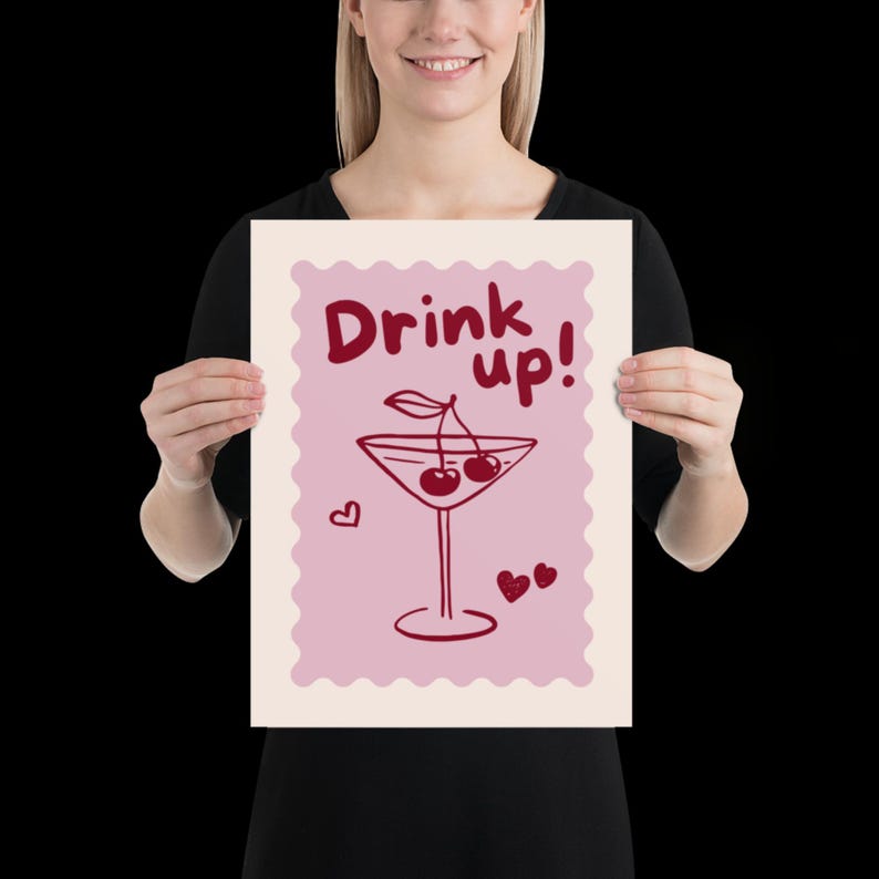 Drink up Martini Print | Kitchen Décor | Cocktail Art | Alcohol Bar ...