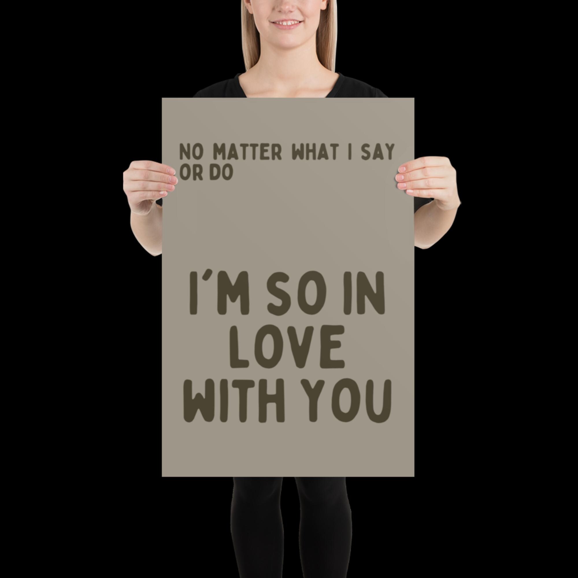 I'm so in Love With You Khaki Grey Wall Print - Ibiza Colourful Funny ...