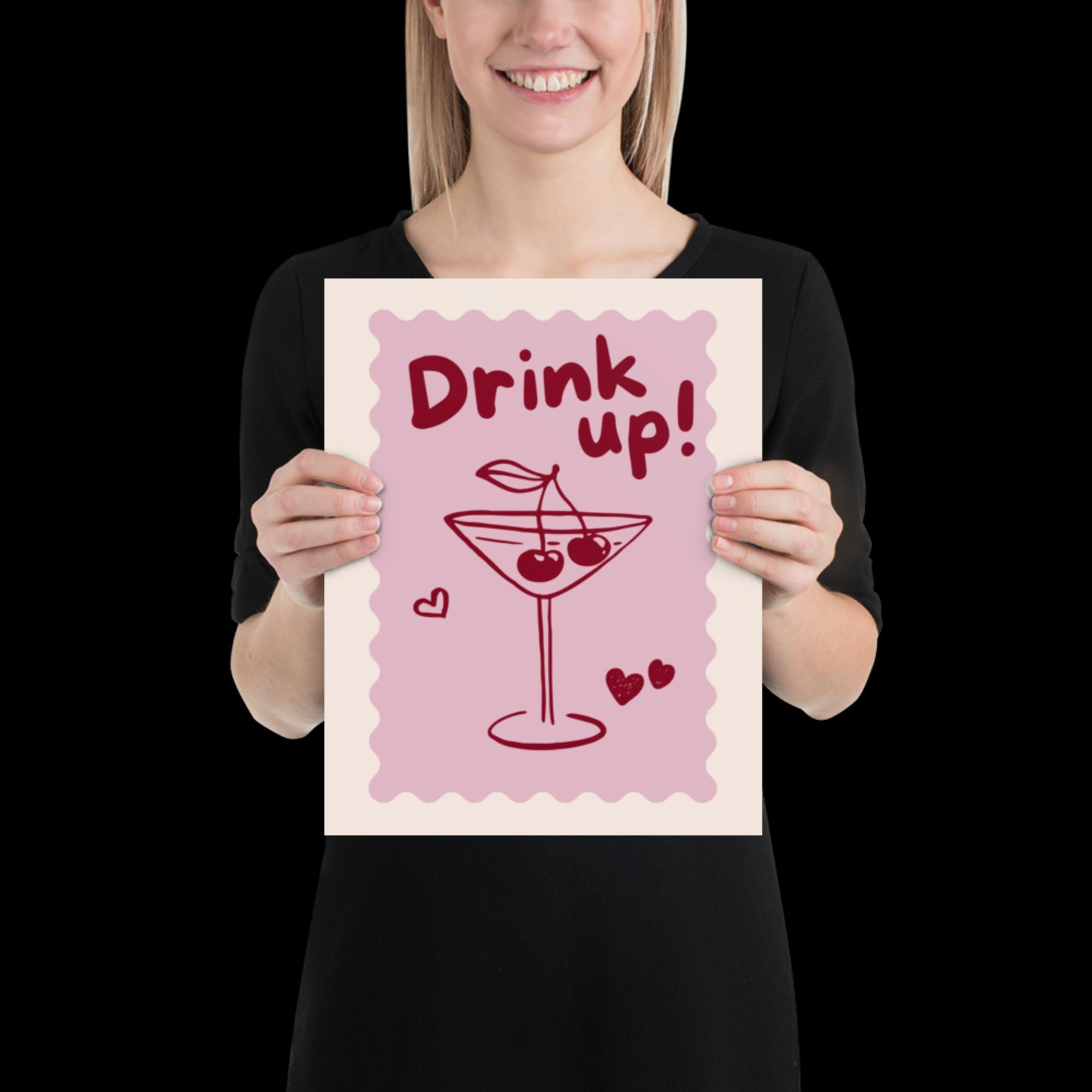 Drink up Martini Print | Kitchen Décor | Cocktail Art | Alcohol Bar ...