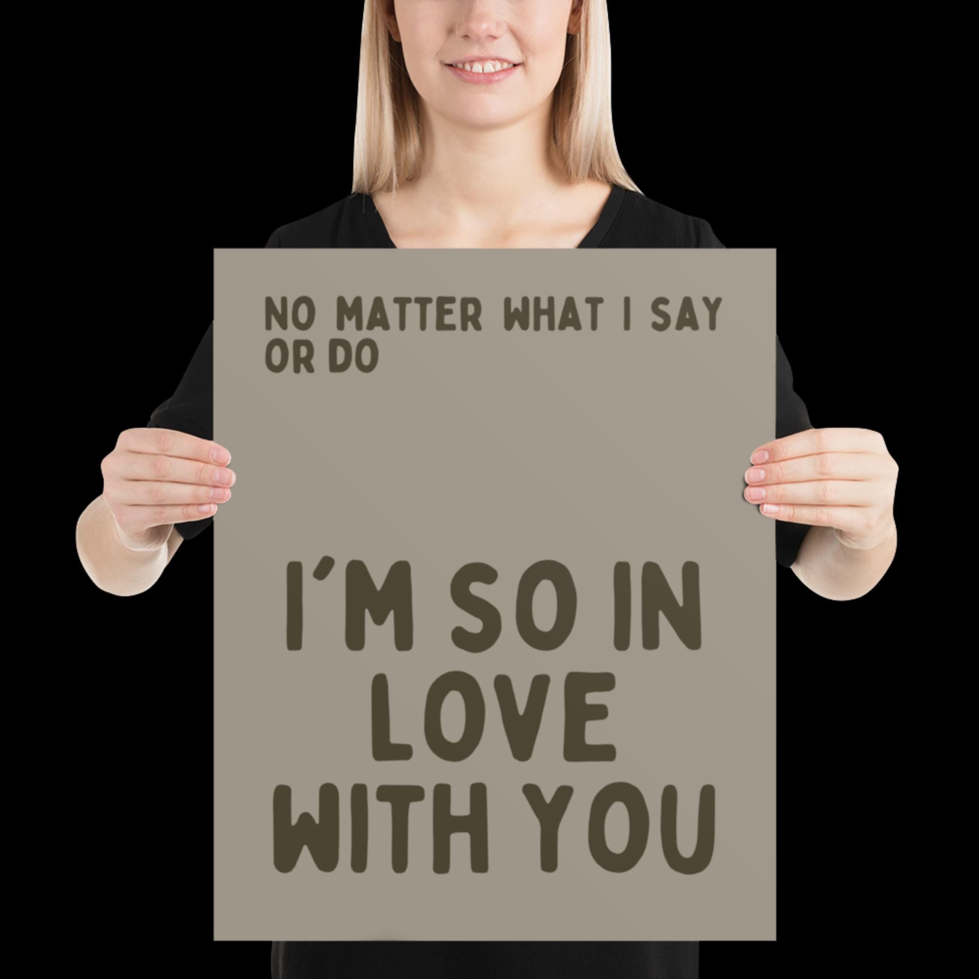 I'm so in Love With You Khaki Grey Wall Print - Ibiza Colourful Funny ...
