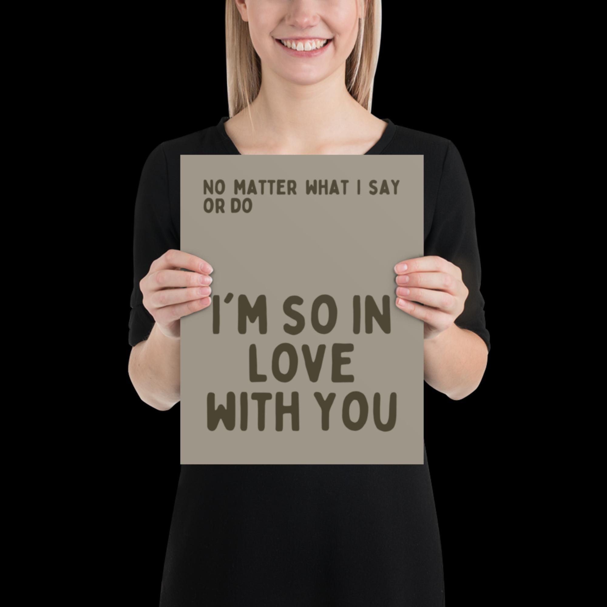I'm so in Love With You Khaki Grey Wall Print - Ibiza Colourful Funny ...