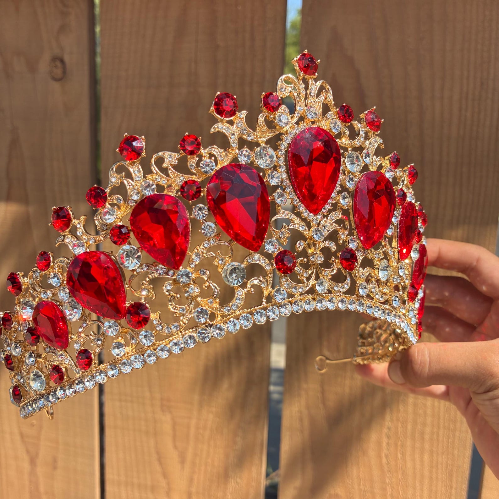 Red Quinceanera Tiara: Gold Zirconia Bridal Crown - Etsy