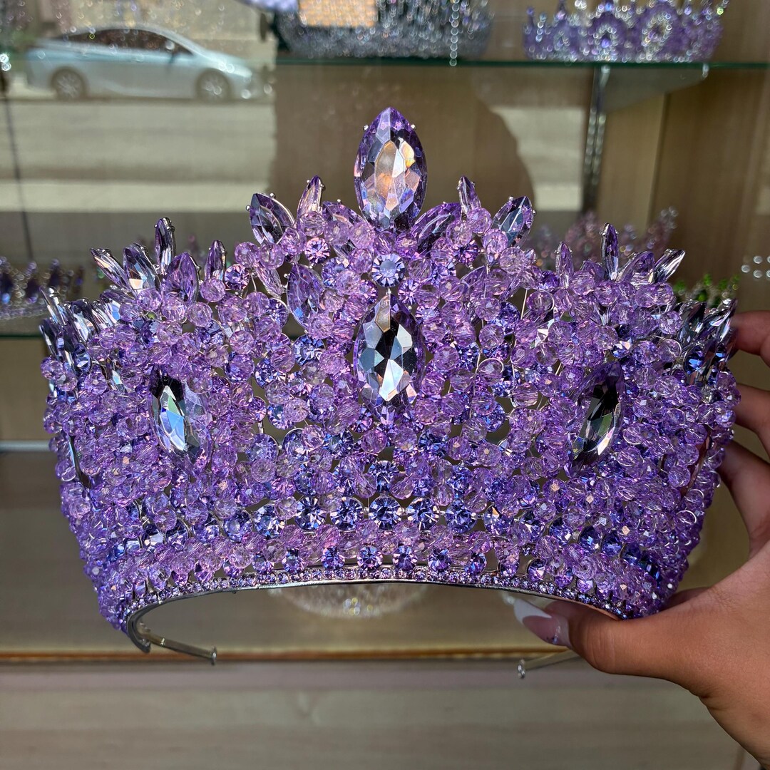 Lilac & Silver Quinceanera Tiara: Luxury Zirconia Bridal Crown - Etsy