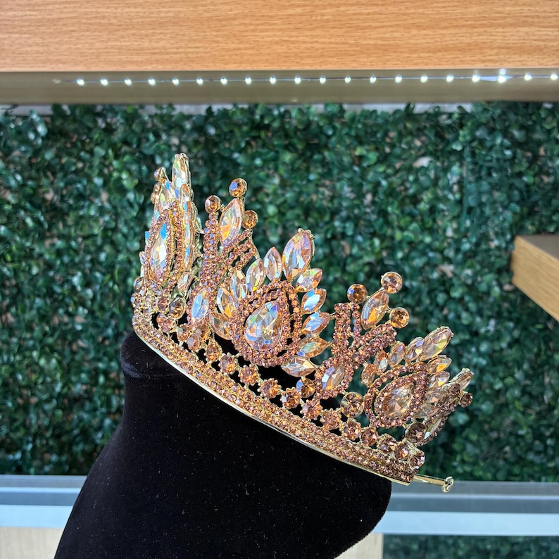 Gold Quinceanera Tiara Crown, Luxury Zirconia Bridal Hair Accessories ...