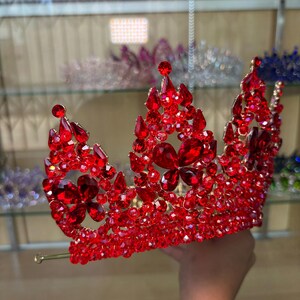 Red Quinceanera Tiara Crown: Luxury Zirconia, Gold & Silver - Etsy