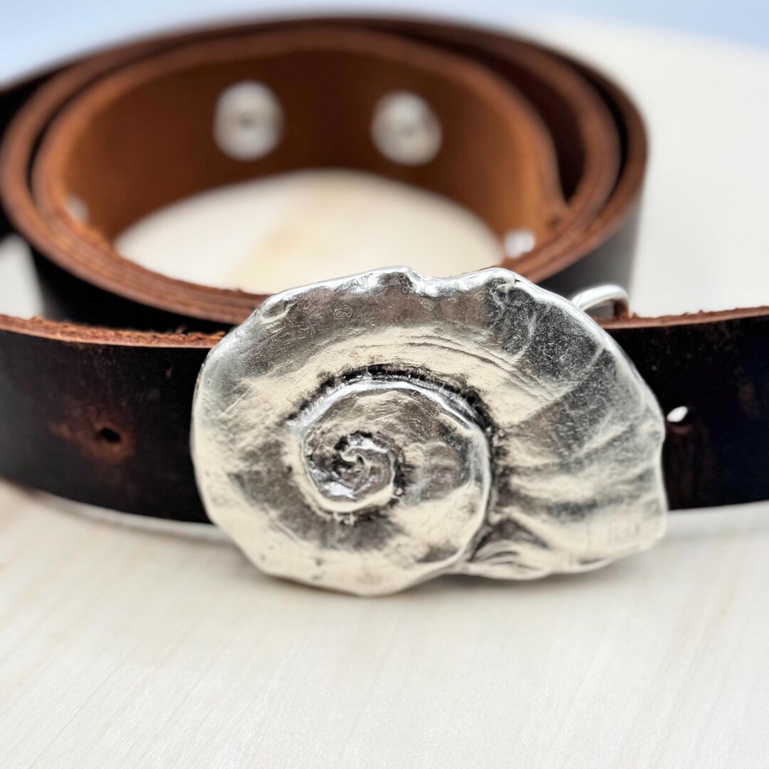 1 Silver Shell Belt Buckle, Nautical Shell Belt Buckle, Ocean Inspired ...