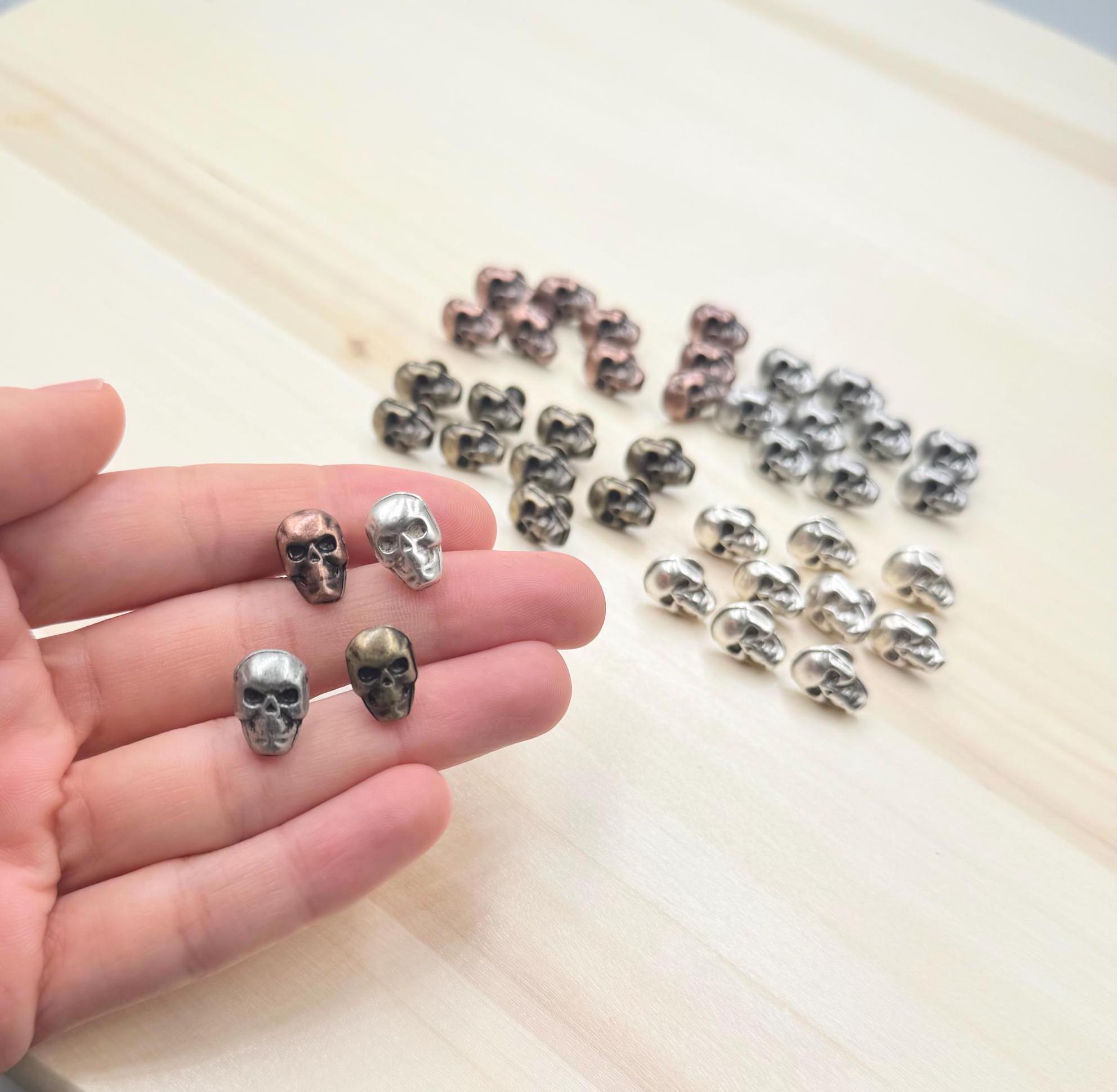 10 Skull Rivet Charms Set, Tiny Skull Rivets, Gothic Fashion ...