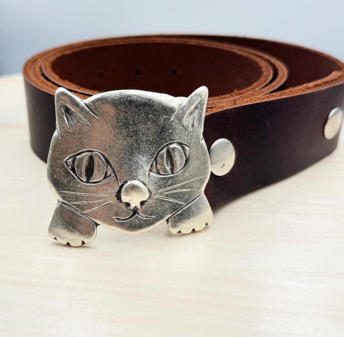 1 Silver Cat Belt Buckle, Unique Cat Shape Belt Buckle, High Quality ...