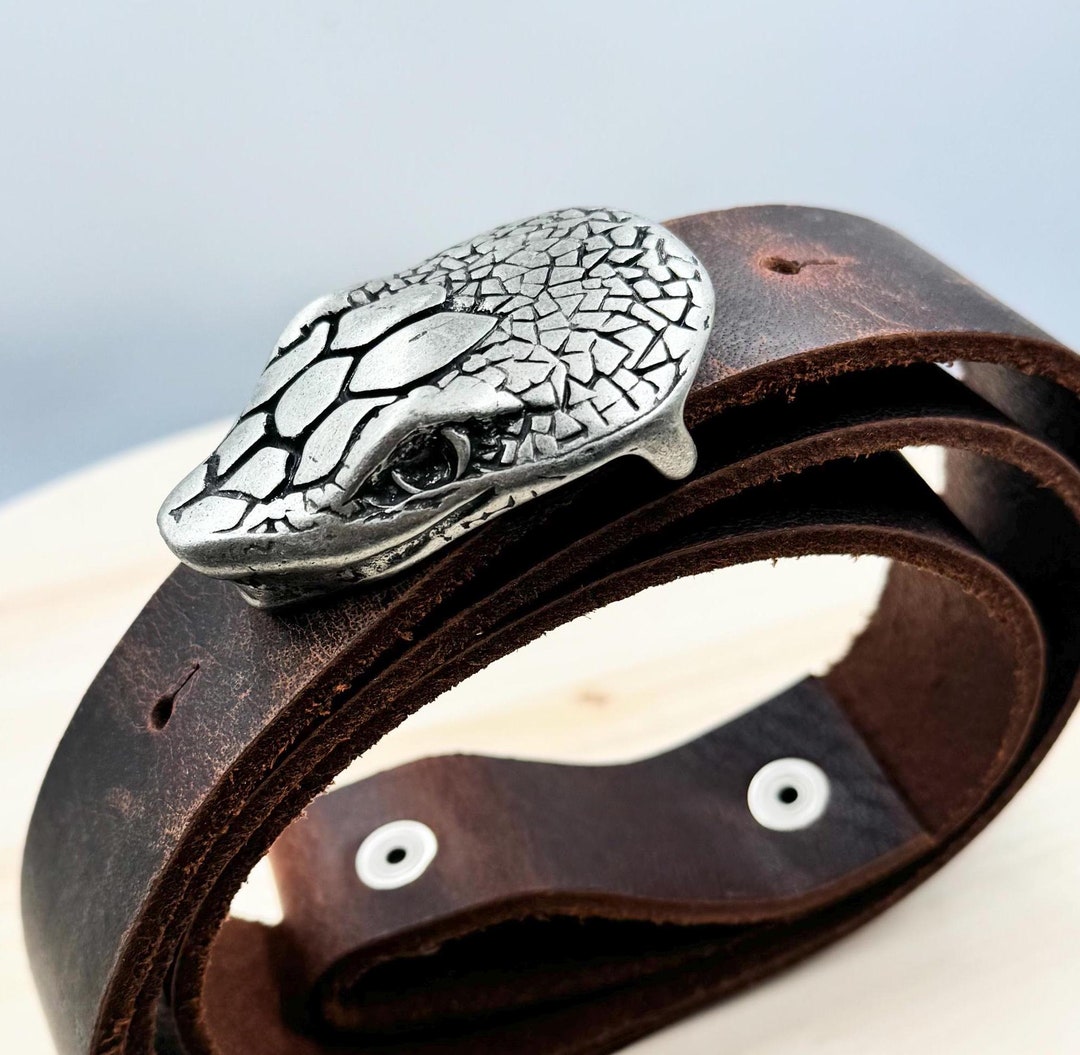 1 Dark Silver Snake Head Belt Buckle, Animal Belt Buckle, Tropical ...