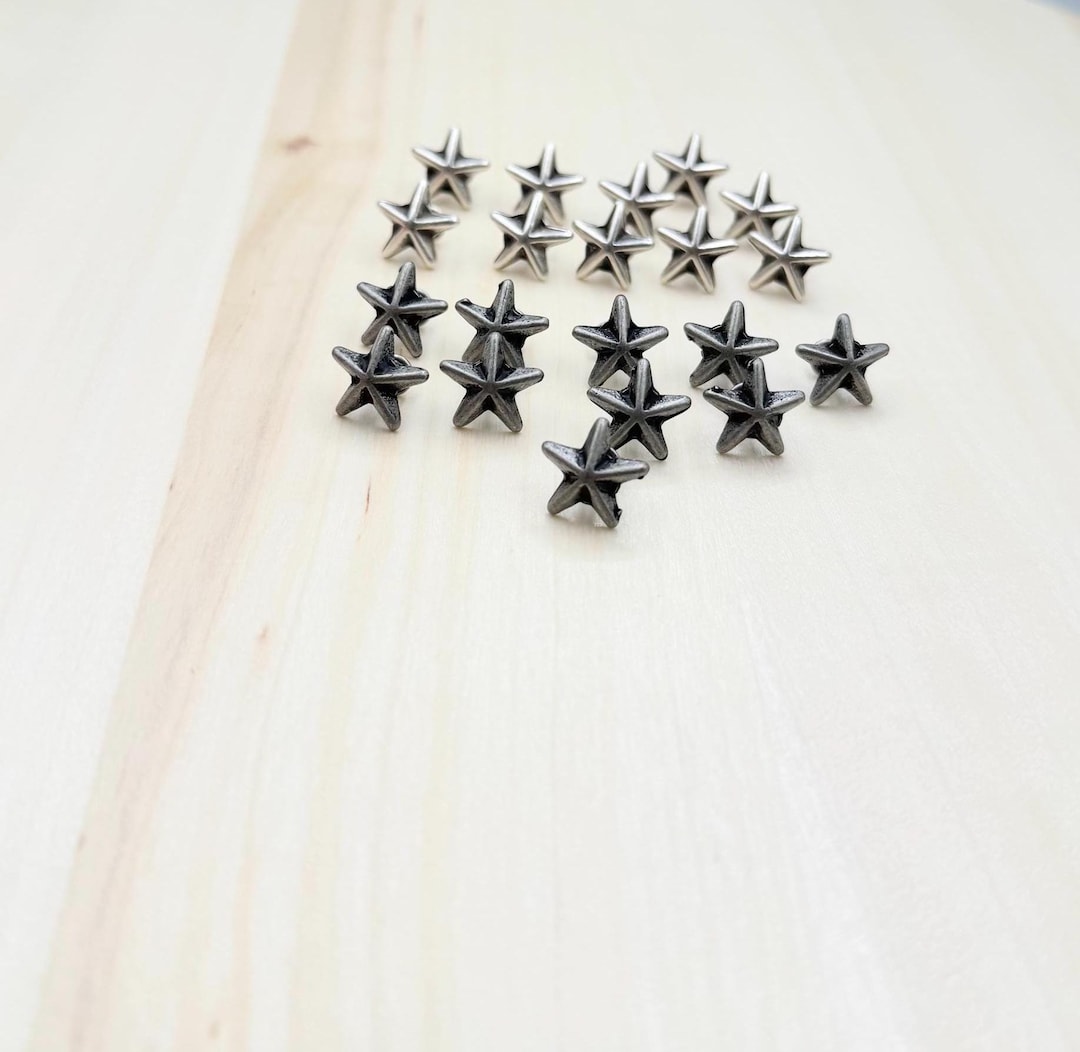 10 Antique Silver Star Rivets: Leather Crafting Studs (0.60 Inch) - Etsy