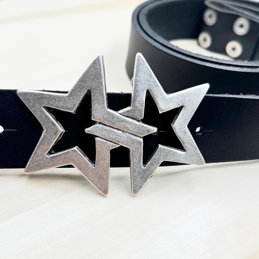1 Double Silver Star Belt Buckle, Celestial Belt Buckle, Metal Belt ...