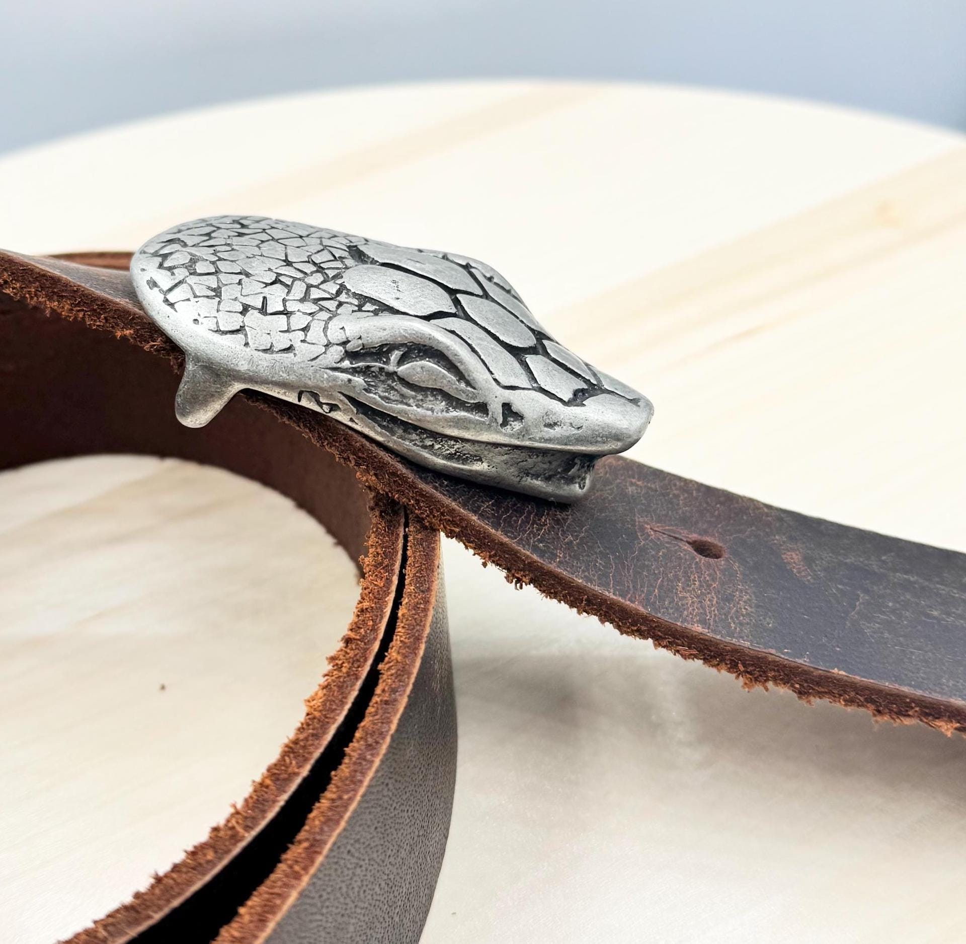 Dark Silver Snake Head Belt Buckle: Unisex Zinc Metal Accessory - Etsy