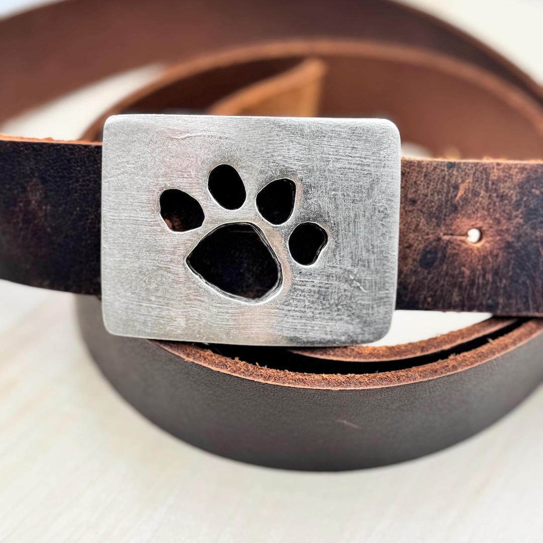Silver Paw Print Belt Buckle: Zinc Metal Alloy, Pet Lover Gift - Etsy